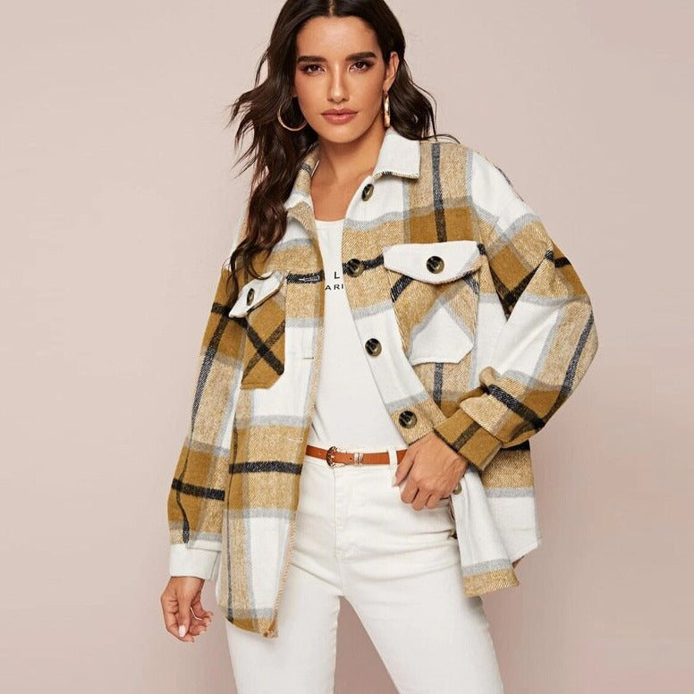 Karierte Jacke Damen Gefuttert