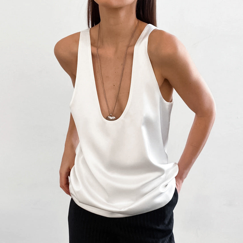 Fudus Damen Satin Neckholder Top ärmellos – berg-feldt