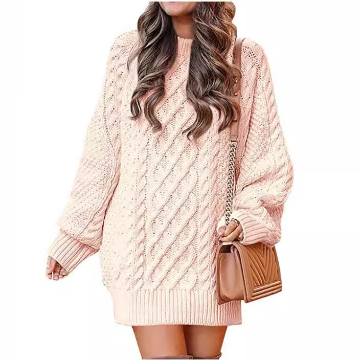 Damen Großer Strickpullover mit Zopfmuster und lässigem Schnitt Berg-F ...