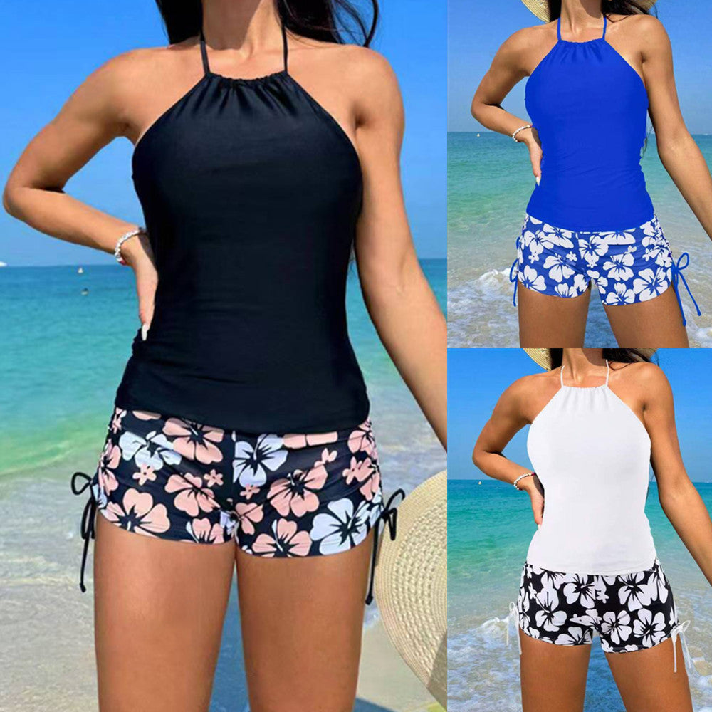 Badeanzug für Damen mit herausnehmbaren Cups und modischer Blumen-Shor ...
