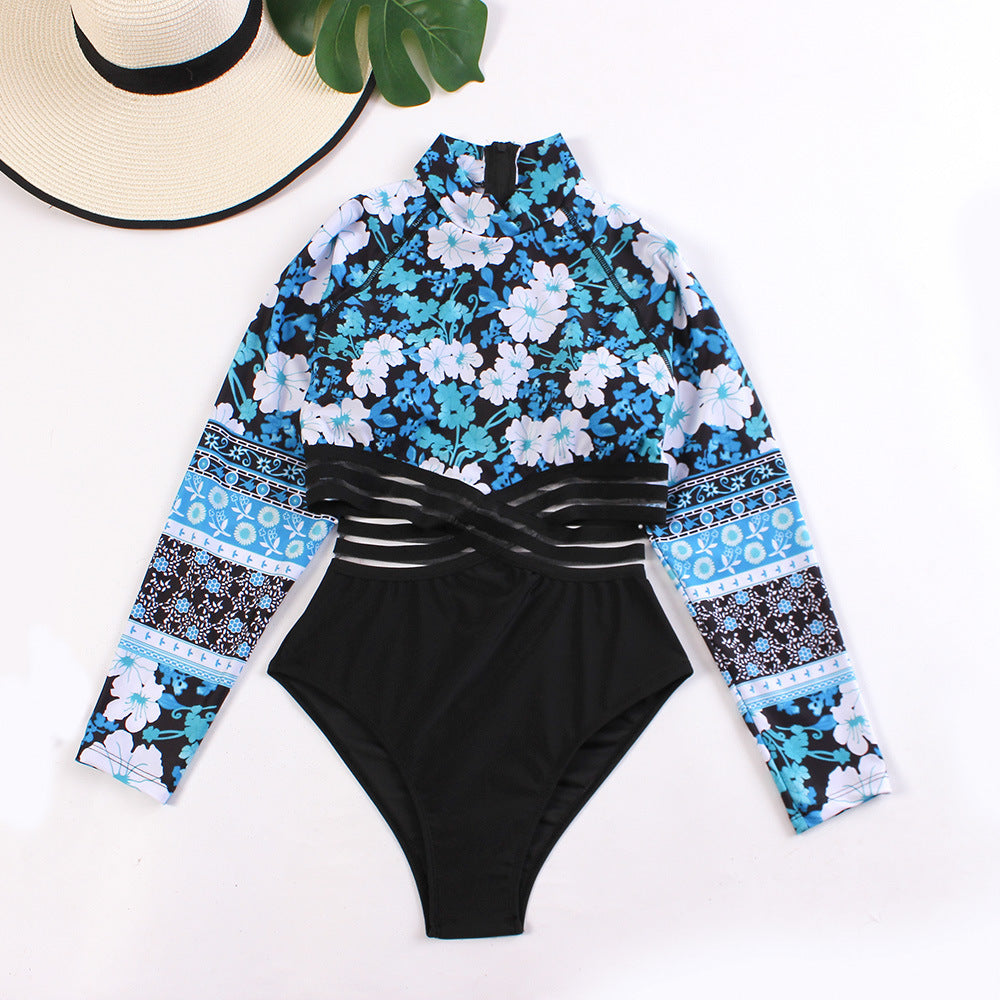 Modischer Damen Surf Badeanzug mit langem Arm und floralem Design von ...